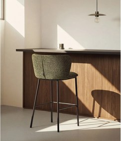 Tmavě zelená čalouněná barová židle (výška sedáku 75 cm) Ciselia – Kave Home