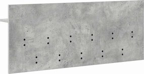 věšák, nástěnný, 1 prkno, háčky, kompozitní dřevo, 40x100x12 cm, beton šedá, Dekorino TK20260019