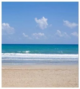 DIMEX | Vliesová fototapeta na zeď Pláž MS-3-0210 | 225 x 250 cm | bílá, modrá, béžová