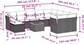 11dílná zahradní sedací souprava s poduškami šedá polyratan 3223974