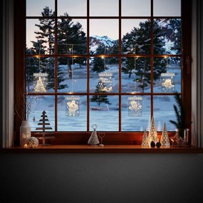 Sada LED světelných ozdob na okno 5 ks CHRISTMAS MOOD bílá