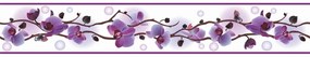 Bordura na zeď samolepicí - Květy jabloně tmavě fialové