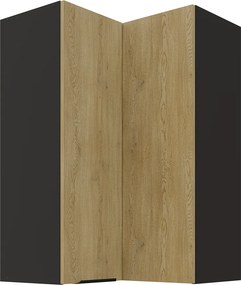 CREMONA cc | horní kuchyňská skříňka 60x60 GN-90 2F (90°) rohová s policemi | VYSOKÁ | 60x60 cm | černá/cremona