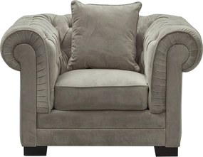 Křeslo Chesterfield Classic Velvet Light Grey 118x96x77cm