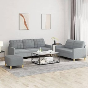 3dílná sedací souprava s poduškami světle šedá textil 3201314