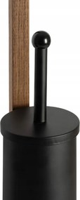 Erga Aurora Black, toaletní WC kartáč s dřevěným držákem na WC papír na postavení 19x19x72,5 cm, hnědá-černá, ERG-SEP-1004SEPSTLUNA