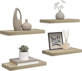 Plovoucí nástěnné police 4 ks dub 50 x 23 x 3,8 cm MDF 323873
