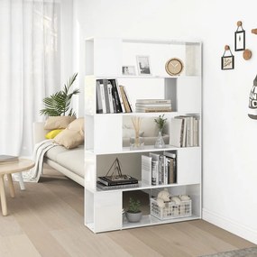 Knihovna/dělicí stěna bílá s vysokým leskem kompozitní dřevo