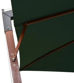 Závěsný slunečník s dřevěnou tyčí, 300x300 cm, zelená,  42967