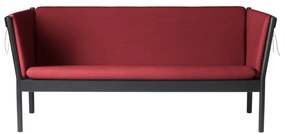 Pohovka J148 z dubového masivu - trojmístná, textilní potah barva potahu:: červená, Barva rámu:: černý dub