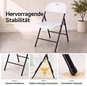 Costway Skládací židle4Sada jídelních židlí z plastové kuchyňské židle