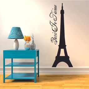 Samolepka na zeď - Eiffelova věž s nápisem (22x60 cm) - PopyDesign