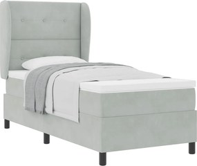 Postel s boxspringem s čelo Světle šedá 190 x 90 cm samet 3340904