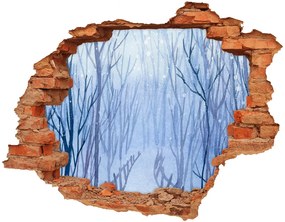 Wallmuralia Díra 3D ve zdi nálepka Cihla les zima 90x70 cm