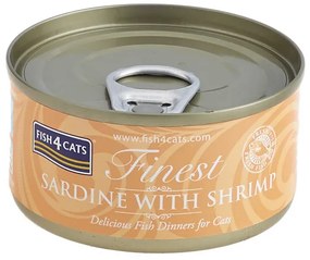 FISH4CATS Konzerva pro kočky Finest sardinka s krevetami 70 g