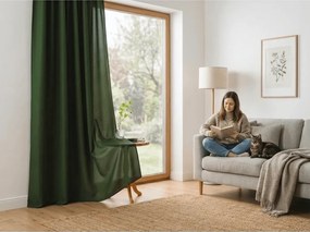 Závěs OXFORD LIGHT 140x250 cm, tmavě zelený Zavěšení: Kovové kroužky