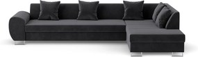 KOOKO HOME Rohová rozkládací sametová pohovka s úložným prostorem Adagio XL pravý roh