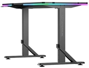 Herní stůl ULTRADESK IRON  - 132 cm, nastavitelná výška podsvícený, černý