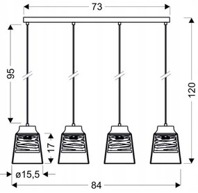 Lustr na lanku FRESNO 4xE27/60W/230V