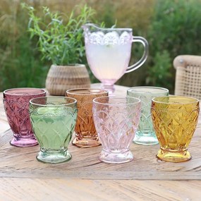Růžový skleněný džbán se vzorem Saint-Émilion - 13*21,5 cm / 1000 ml