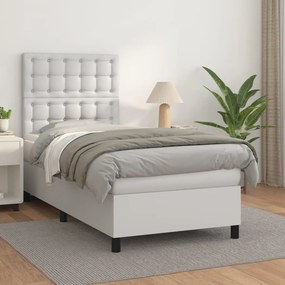 Box spring postel s matrací bílá 90x190 cm umělá kůže 3142816