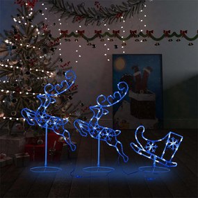 Akryloví vánoční létající sobi a sáně 260 x 21 x 87 cm modří,  328511 HangarStore.cz