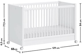 Dětská postýlka 2v1 60x120 s kolečky Azirka - bílá