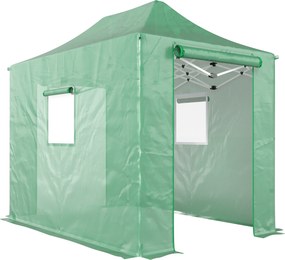 Skleník cca 200x300x270 cm Skládací fóliový skleník se šikmou střechou Dveře a okna na zip