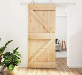 vidaXL Posuvné dveře s kováním 90 x 210 cm masivní borové dřevo [3203085]