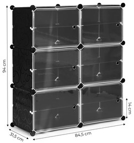 Modulární botník PEC XXL 84,5 cm černý/čirý