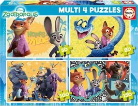 EDUCA Puzzle Zootropolis 2 / 4v1 (50, 80, 100, 150 dílků)