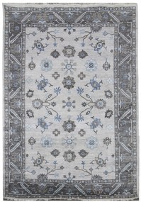 Diamond Carpets koberce Ručně vázaný kusový koberec Diamond DC-USHAK silver/black ROZMĚR: 140x200