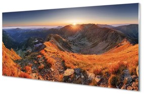 Obraz na skle Horské slunce 100x50 cm