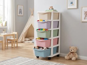 Regál na kolečkách se zásuvkami TONES 97x36x36 cm, barevný