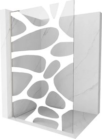 Mexen Kioto L, sprchová zástěna Walk-In 90 x 200 cm, 8mm čiré sklo bílý vzor, ​​broušená ocel profil, 800-090-103-97-97