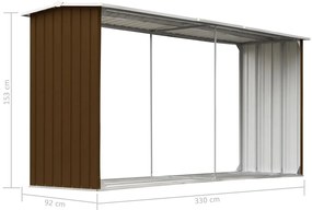 vidaXL Zahradní kůlna na dříví pozinkovaná ocel 330x92x153 cm hnědá