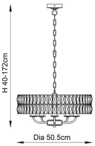 Endon 104467 - Lustr na řetězu CLIFTON 5xE14/6W/230V lesklý chrom/čirá