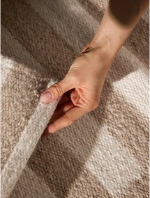 Bílý/světle hnědý oboustranný/ručně tkaný vlněný běhoun 80x200 cm Vika – Hanse Home