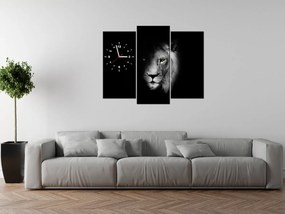 Gario Obraz s hodinami Lev ve stínu - 3 dílný Rozměry: 90 x 70 cm