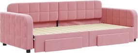 Válenda s přistýlkou a zásuvkami růžová 90 x 200 cm samet 3196980