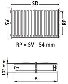 Kermi Therm X2 Profil-Hygiene-kompakt deskový radiátor 20 500 / 1000 FH0200510
