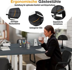Costway Sada 2 židlí pro hosty, ergonomická recepční židle s kovovým rámem