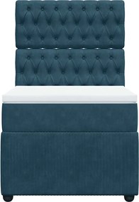 Box spring postel s matrací modrá 80 x 200 cm samet 3294500