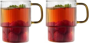 Žluté skleněné hrnky v sadě 2 ks na cappuccino 350 ml Livio – Vialli Design