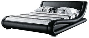Kožená vodní postel s příslušenstvím 180 x 200 cm černá AVIGNON Beliani