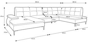 Sedací souprava ZANDA U2 | 172x350x205 cm | rozkládací + úložný prostor | VÝBĚR TKANIN