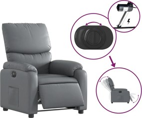 Elektrické polohovací křeslo šedé umělá kůže 3204875