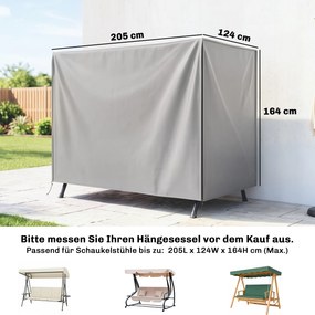 Outsunny kryt na zahradní houpačku, ochranný kryt na hollywoodskou houpačku, kryt, nepromokavý, ochrana proti slunci, Oxford, šedý 205 x 124 x 164 cm