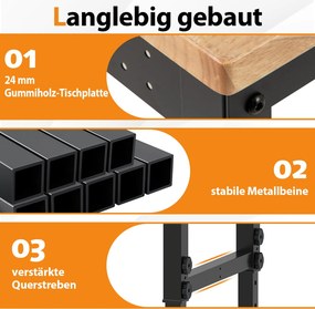 Costway Nastavitelný pracovní stůl s kolečky a nosností 1100 kg a 2 perforované