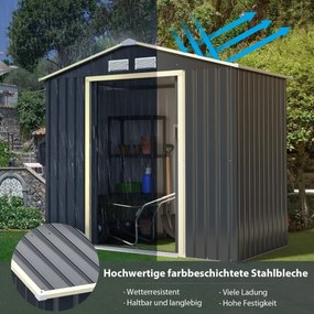 Costway Venkovní kovový přístřešek Zahradní přístřešek Ocelový přístřešek, šedá